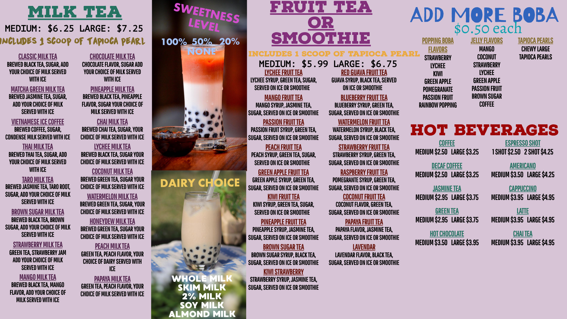 Menu | Food & Drink | Boba Thai Café | Lancaster, PA